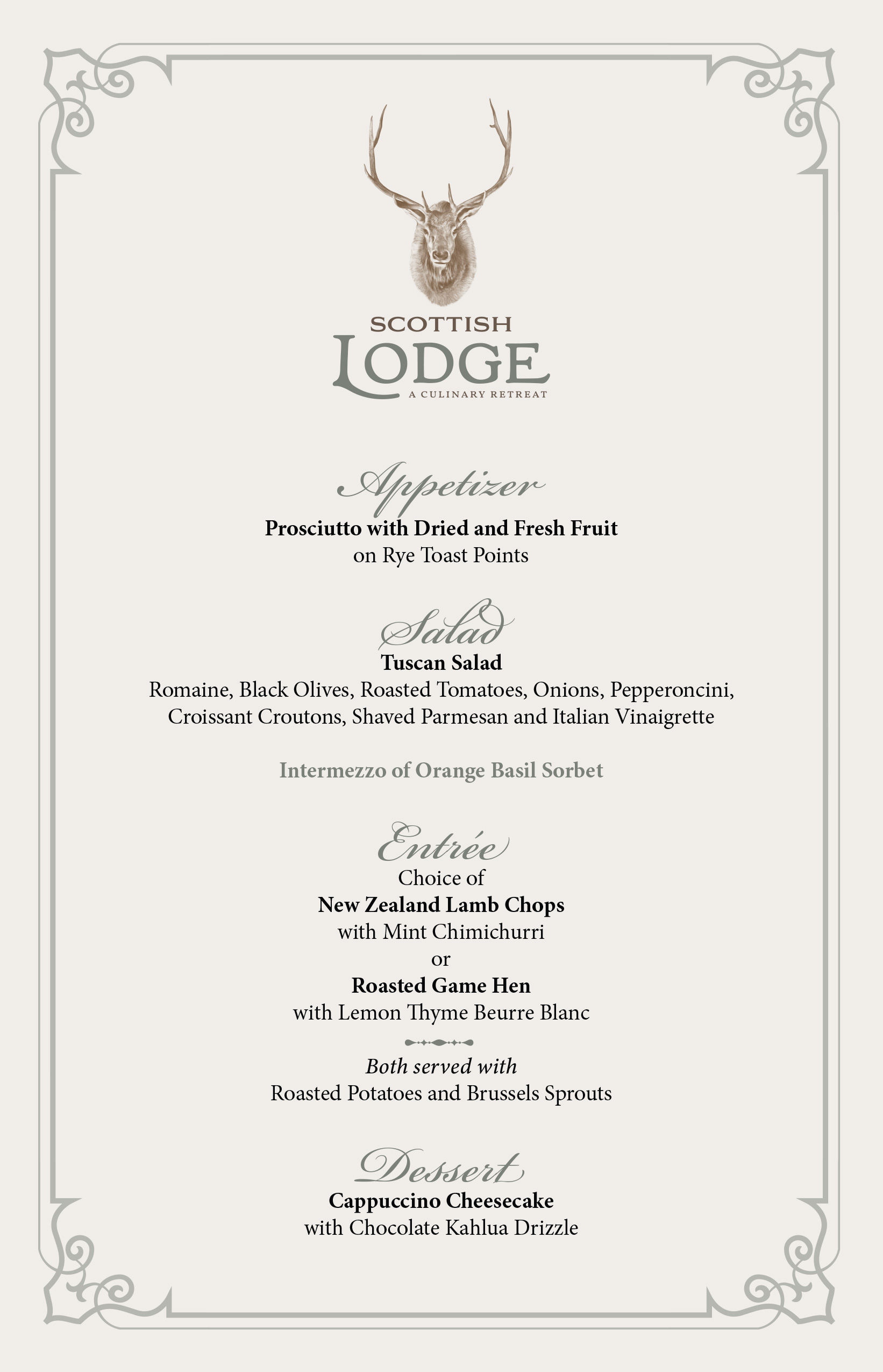 Menu - The Scottish Lodge | Seasonal dishes with local ingredients
